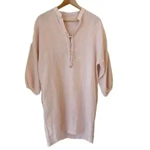 120% Lino | Dresses | 2 Lino Linen Lace Up Tunic Dress Women S It 42 ...